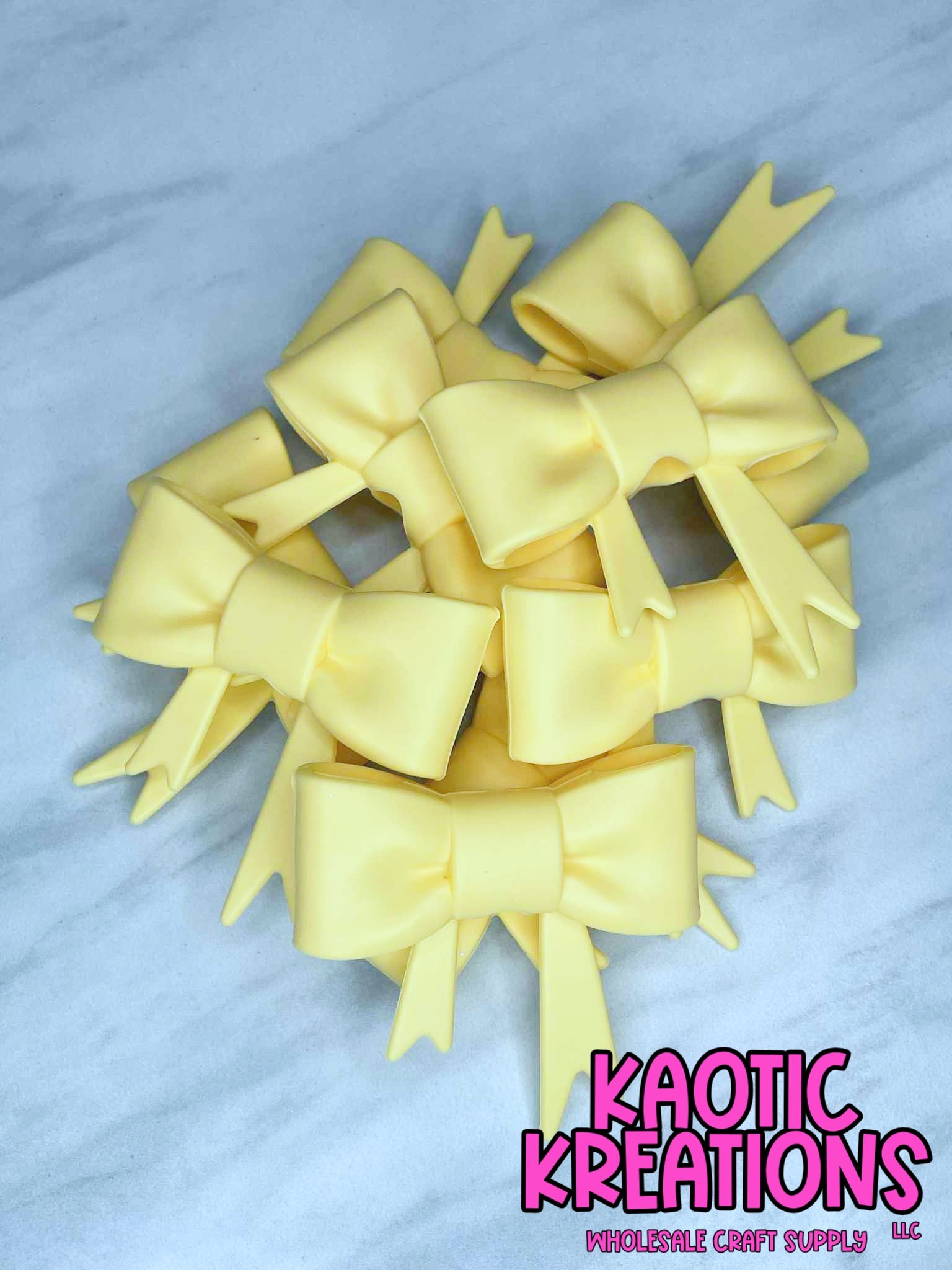 D43 BEADABLE JUMBO SILICONE BOW SOLID YELLOW (1ct) – Kaotic Kreations
