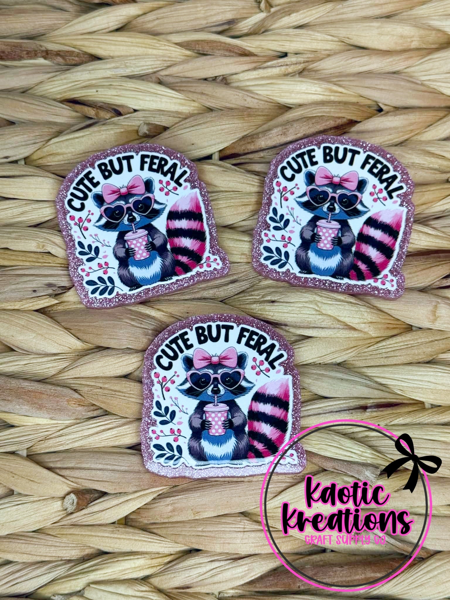 FLATBACK ACRYLIC 41mm X 42mm CUTE BUT FERAL F12 (1ct) – Kaotic Kreations