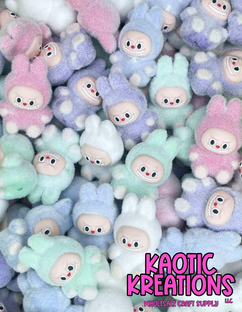 FLOCKED SITTING LABUBU FUZZY BEAD - LARGE (1ct) – Kaotic Kreations