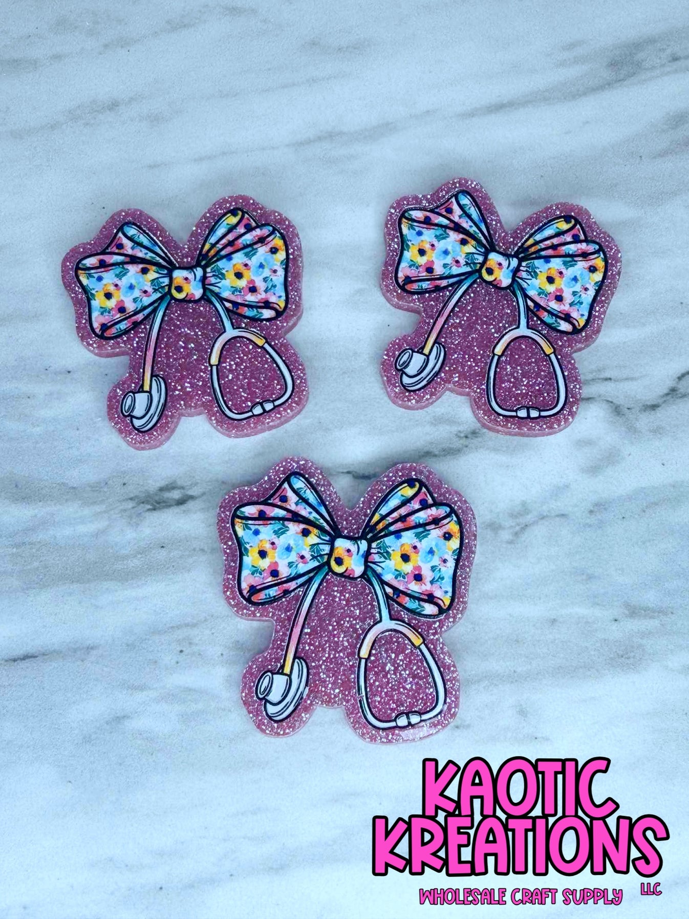 FLATBACK ACRYLIC FLORAL BOW STETHOSCOPE F32 (1ct) – Kaotic Kreations