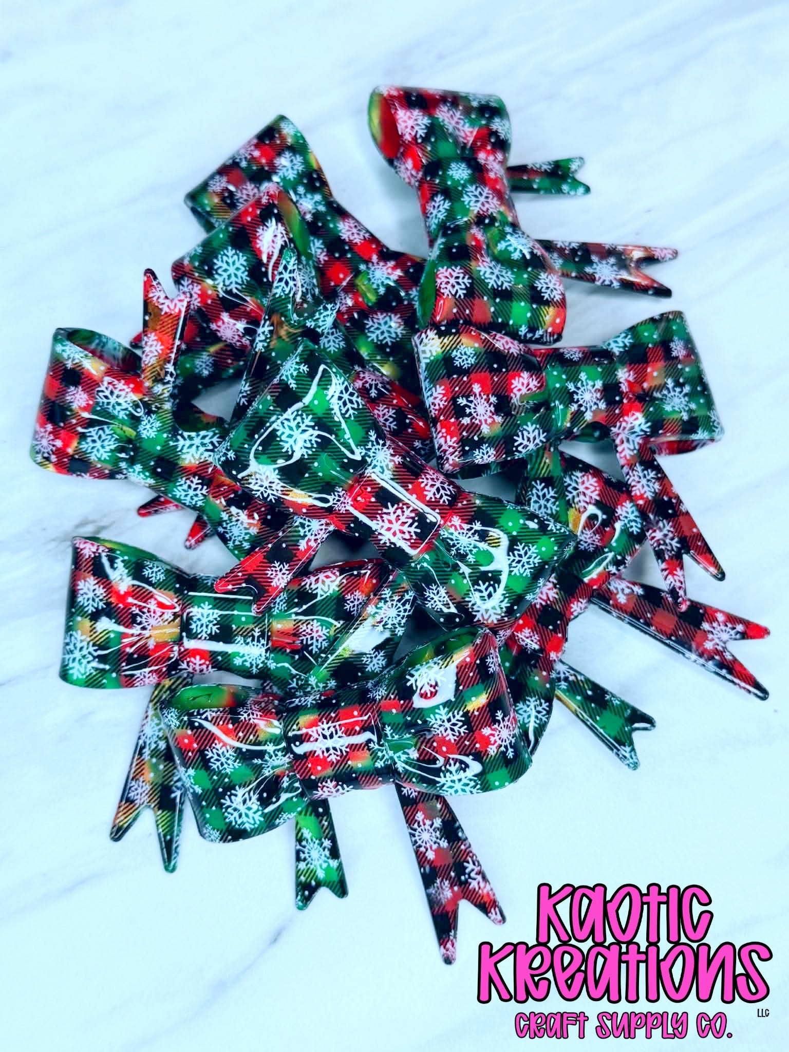 BEADABLE JUMBO SILICONE BOW LIQUID SNOWFLAKE CHECKERED CHRISTMAS SWIRL ...